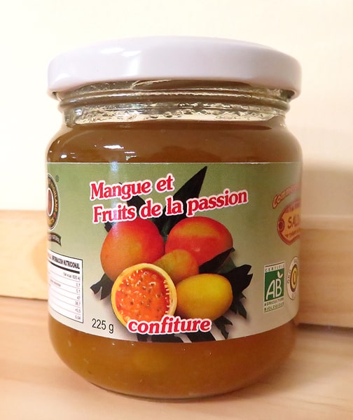 Confiture de mangue et fruits de la passion, bio - Pot en verre de 225 gr.