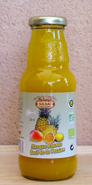 Pur Jus de Fruits Exotique Bio avec 3 fruits, sans eau ni sucre – 30 cl